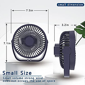LIEWET Desk Fan,Battery Operated Fan,Portable Table Fan,6-Inch Foldable Travel Fan,2000mAh Desktop Fan,Three Wind Speeds, Extremely Quiet,360°Air Supply Hanging Fan Blue