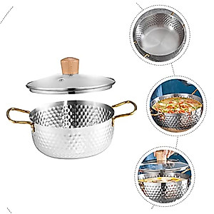 YARNOW 2pcs Korean Ramen Pot Cooking Pan with Lid Stainless Steel Saucepan Korean Pot Instant Noodles Pot Ramen Pot for Cooking Stainless Steel Silver Stew Pot Cookware Practical Pot Milk