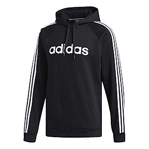 adidas mens Essentials 3-Stripes Pullover Hoodie Black/White2 Medium