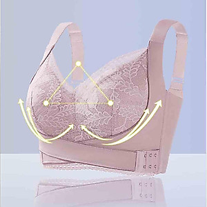 Kendally Bra, Kendally Comfy Corset Bra Front Cross Side Buckle Lace Bras Wireless Slim and Shape Bra for Older Women Women Bras Push Up Sujetadores para Mujer Pink