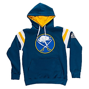 Calhoun NHL Surf & Skate Mens Varsity Retro Style Pullover Hoodie – The Coastal Collection (Medium, Buffalo Sabres)