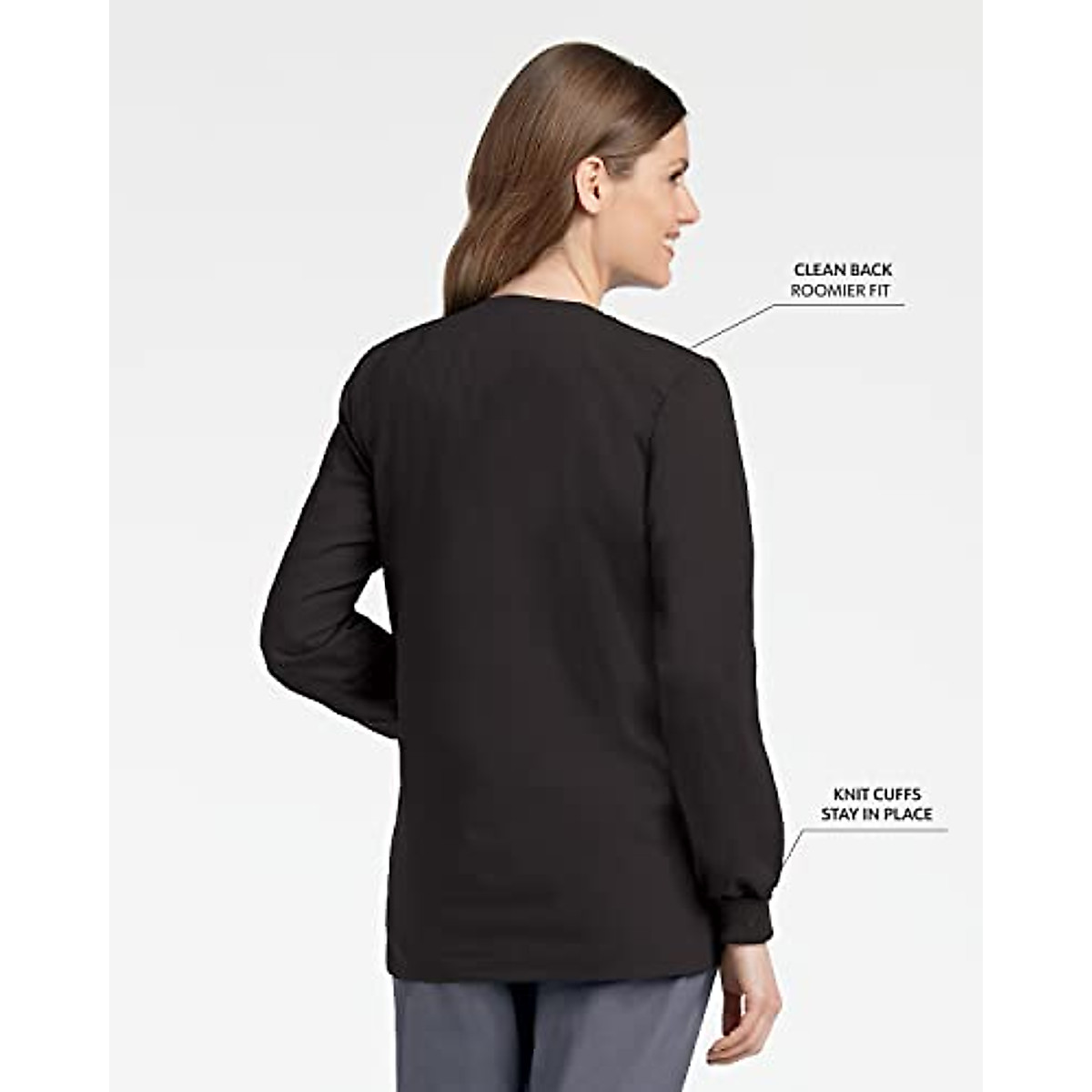 Landau Essentials Relaxed Fit 4-Pocket Snap-Front Scrub Jacket for Women 7525