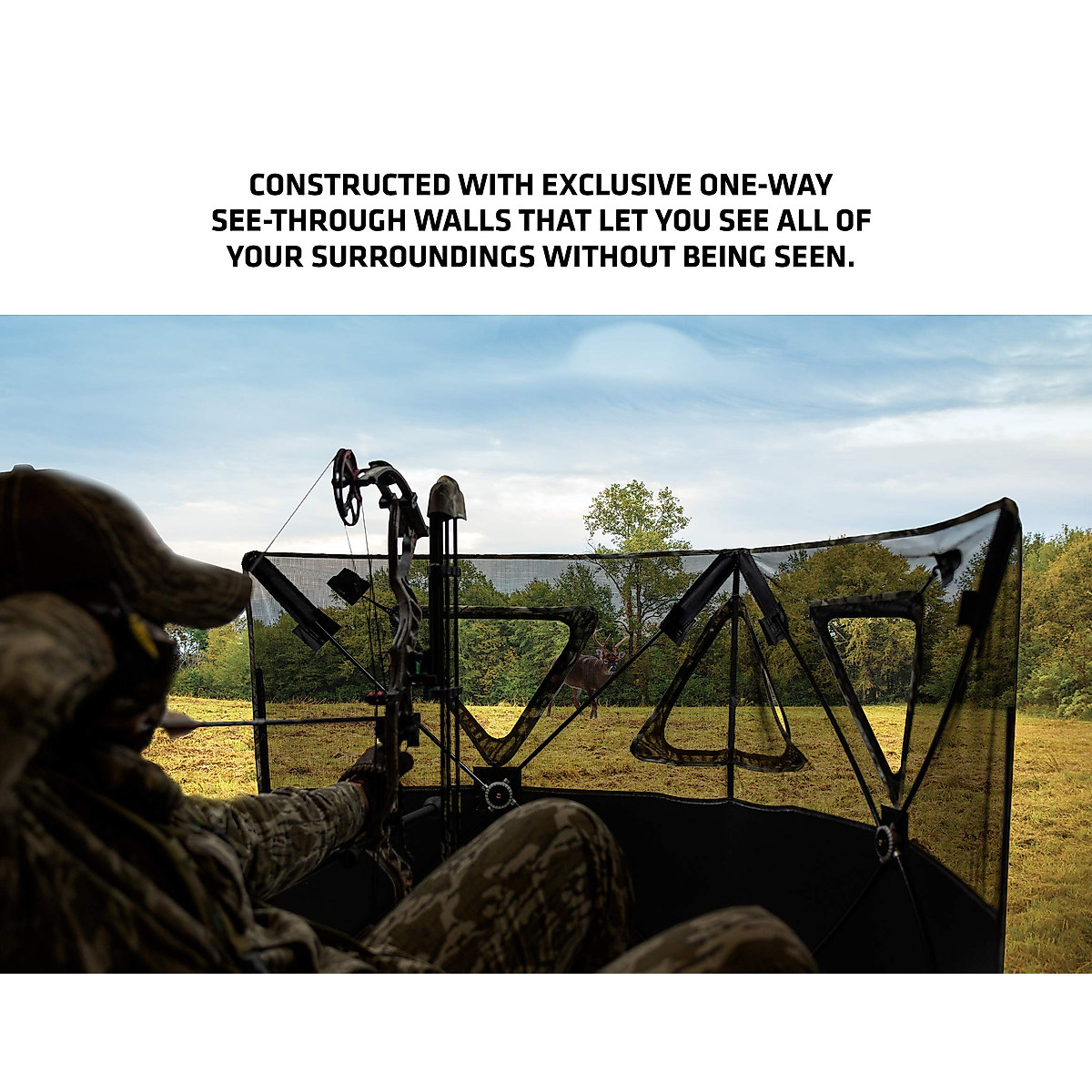 Primos Hunting DoubleBull 2-Panel Stakeout Blind with 3 Shoot Through Ports in Mossy Oak Greenleaf Camo