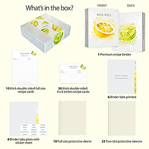 Cosy Coast Blank Recipe Book Binder 8.5"x9.5" | 50 Recipe Organizer Binder Cards 4"x6" | Family Recipe Book To Write In Your Own Recipes |10 Large Recipe Binder Cards |12 Dividers |25 Page Protectors