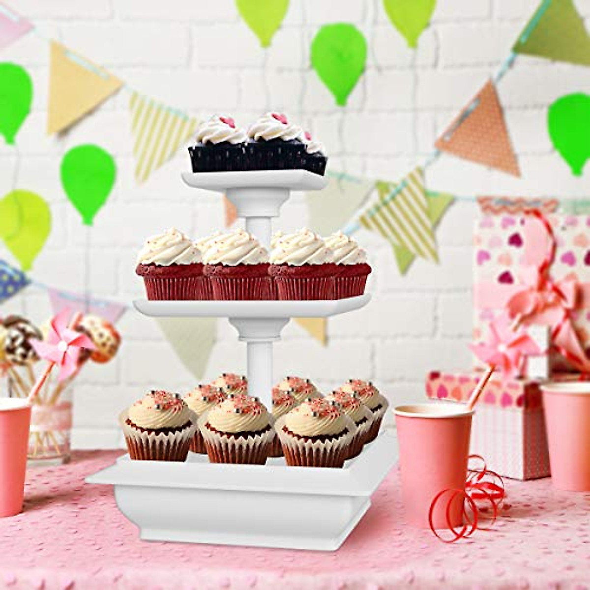Chef Buddy 3-Tier Cupcake Dessert Stand, White