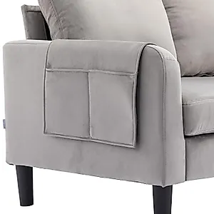 JINS&VICO Sectional Sofa Couch with Storage Chaise, Convertible Sleeper Couch with Side Pocket, Pull-Out Sofa Bed with Sturdy Plastic Legs for Living Room, Study Room, Weight Capacity 600 LBS