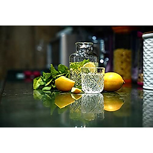 DUHALINE Crystal Bedside Carafe and Glass Set, Crystal Bedside Night Carafe Pitcher and Tumbler Glass Set, 2 Piece Water Pitcher And Cup Night Set (17.75 oz or 525 ml)