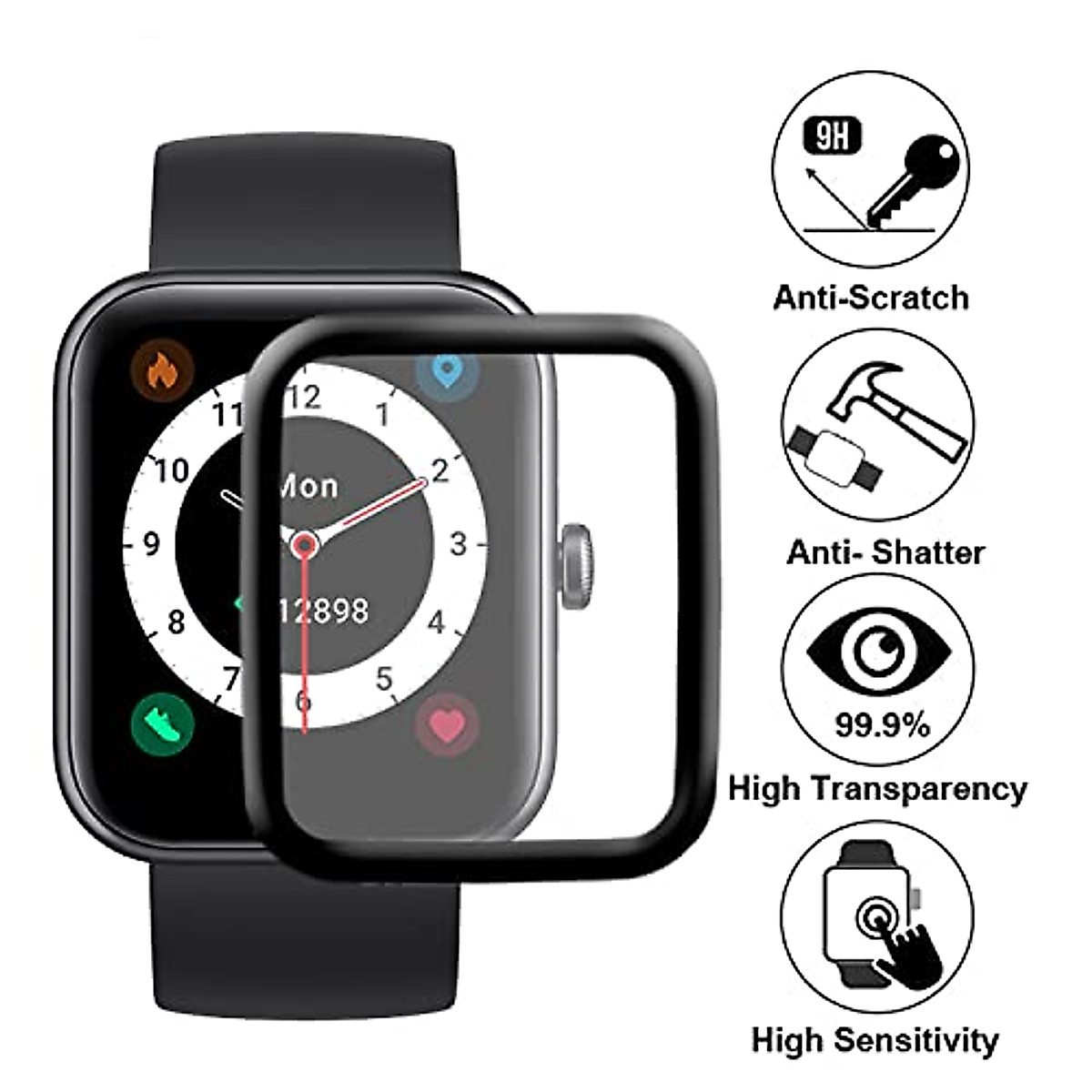 smaate 3D Screen Protector Compatible with SKG V7 and V7 PRO 1.7 inches Smartwatch