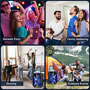 VeGue Karaoke Machine for Adults & Kids, Bluetooth Speaker PA System with 2 Wireless Microphones, 10'' Subwoofer, Disco Ball LED Light, Singing Machine for Home Karaoke, Party, Church (VS-1088)