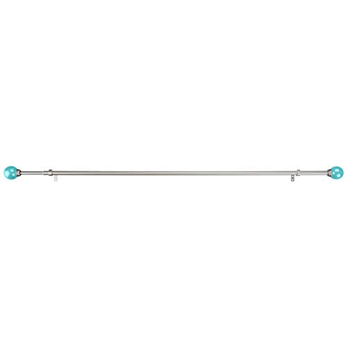 Amazon Basics Decorative 5/8" Curtain Rod with Round Finials, 48"-86", Turquoise Blue