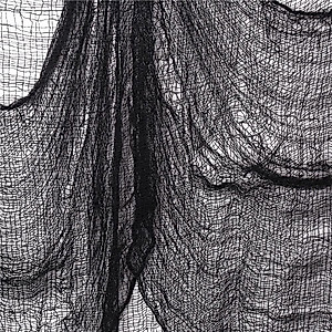 Kijamilee 4 Pack Halloween Creepy Cloth, Scary Spooky Cloth Creepy Gauze, 30 x 120inch Freaky Loose Weave Creepy Cloth, Decorations for Haunted Houses Props Halloween Wall Outdoor Indoor Decor (Black)