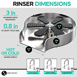 Stainless Steel Cup Washer for Sink, Glass Washer for Sink, Glass Rinser for Kitchen Sink, Bottle Washer for Sink, Cup Rinser for Sink Stainless Steel, Sink Cup Washer Attachment