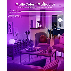 Smart Light Bulbs,Color Changing Light Bulbs That Work with Alexa and Google Assistant,2.4GHz WiFi & Bluetooth Music Sync Multicolor LED Bulbs,7W(60W Eqv.) E26 A19 for Smart Home Lighting-4PACK