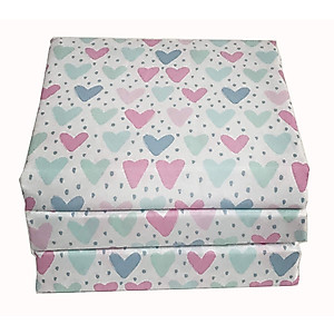 Sleeping Partners 3-Piece Hearts Sheet Set | 1 Twin Flat Sheet, 1 Twin Fitted Sheet & 1 Queen Pillowcase | 100% Super Soft Microfiber Polyester | Soft, Smooth & Durable | Ideal for Kids | Multicolor