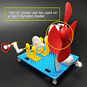 EUDAX Mini Generator Motors 3V-12V DC Motor Electric Motor for DIY Toys Wind Turbine Generator Hand Cranked Power Generator model (Plastic motor holder)