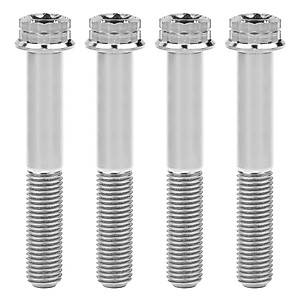 Wanyifa Titanium Flange 12 Point Head M10 x20 25 30 35 40 45 50 55 60 65 70 mm Bolt Screw Pack of 4 (M10x70mm Pitch 1.25mm, Silver)