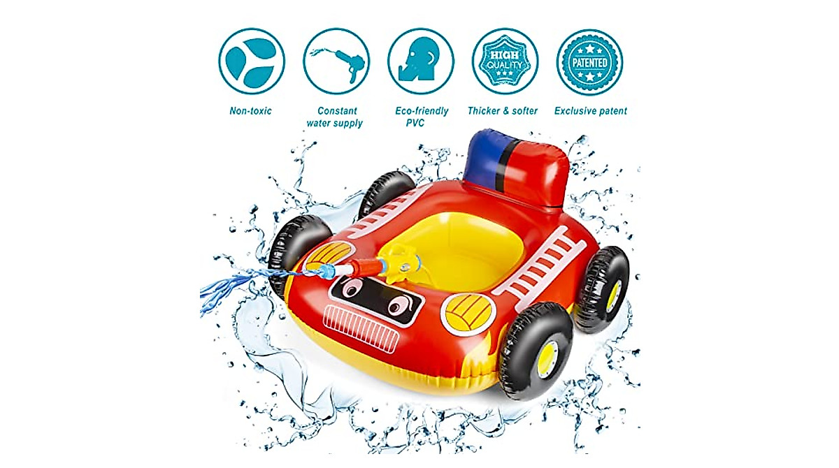 Big Summer Inflatable Fire Boat Pool Float for Kids