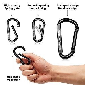 Carabiner Clip, 4 Pack, 855lbs，3" Heavy Duty Caribeaners for Hammocks, Camping Accessories, Hiking, Keychains，Outdoors and Gym etc, Small Carabiners for Dog Leash, Harness and Key Ring, Black