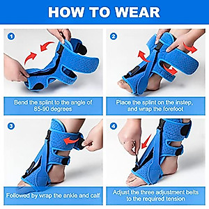 Gushijieju Plantar Fasciitis Night Splint Latest Version, Adjustable Foot Brace for Plantar Fasciitis Achilles Tendonitis Foot Drop Heel Pain Relief Women Men(1 Pack)
