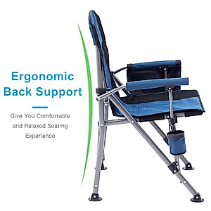 Camping Chairs for Adults,Portable Folding Lawn Chair for Outside,Heavy Duty Camping Chair Support up to 330lbs,Collapsible Outdoor Beach Chair with Cup Holder(Blue)