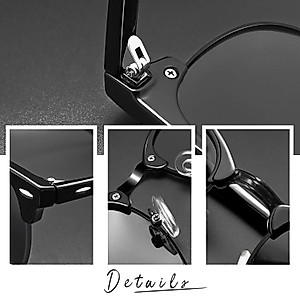 Joopin Semi Rimless All Black Sunglasses Trendy Vintage Half Frame Sun Glasses Polarized UV400 Browline Shades for Women Men (Simple Packaging)