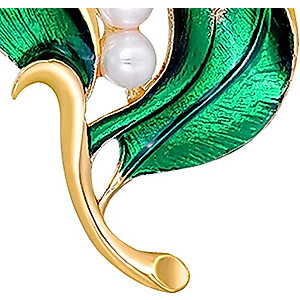 Women Brooch Eye-catching Dress Up Alloy Faux Peal Leaf Shape Ladies Brooch Girls Clothing Ornament for Daily Wear