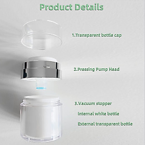 Airless Pump Jar,Cream Jar Vacuum Bottle, Empty Refillable Cosmetic Air Pump Jars Bottles, Portable Airless Lotion Sample Container Pot, Leak-Proof DIY Portable Travel Makeup Containers (30ML)
