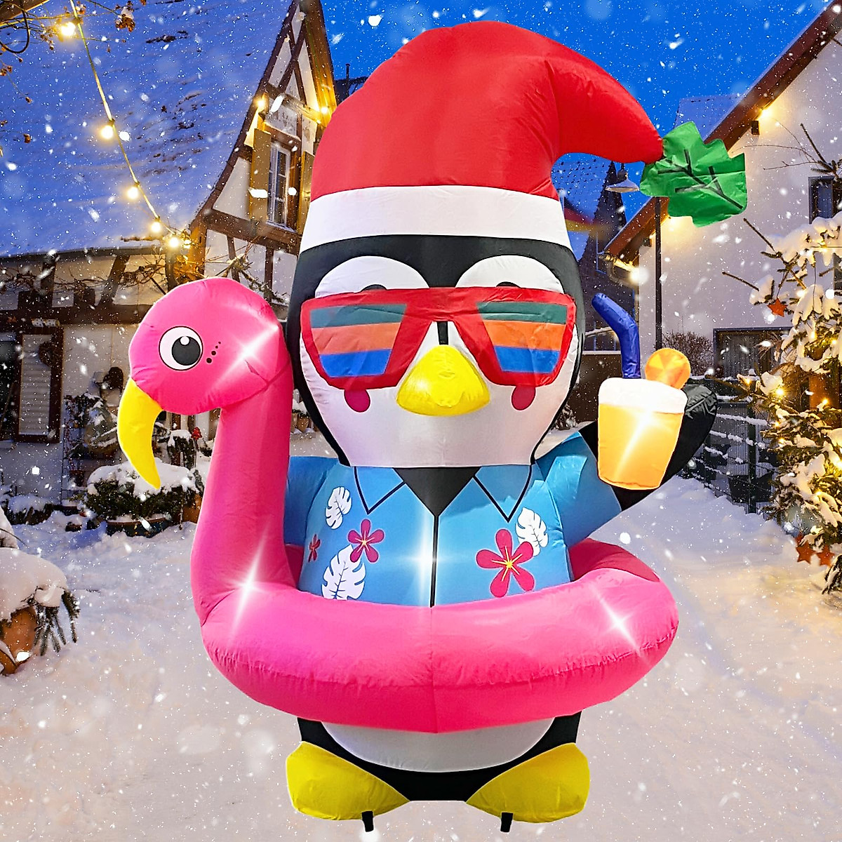 Kofero Inflatable Penguin Christmas Yard Decorations 5FT Outdoor Cute Blow up Xmas Decoration with Built-in LED Lights for Indoor Holiday Party Yard Garden Lawn Décor