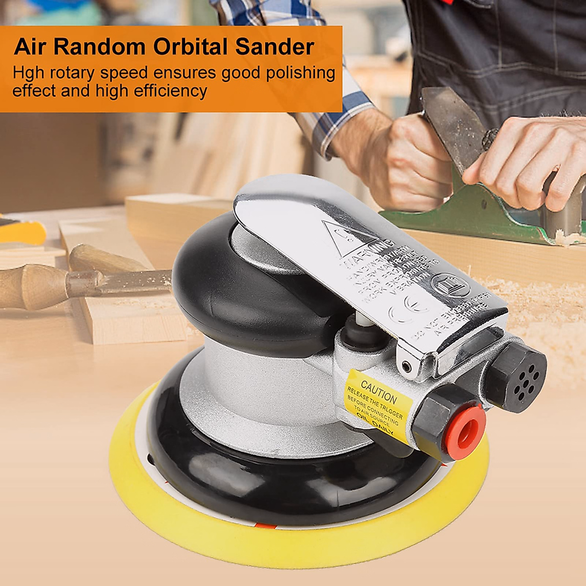 Air Sander, Air Sander AT-780 5inch/4inch Air Random Orbital Sander Round Polisher Pneumatic Hand Sanding Tool for Surface, Random Orbit (5in / 12.7cm)