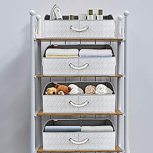 Kntiwiwo Closet Storage Bins Foldable Trapezoid Storage Baskets Fabric Storage Bins for Shelves,Organization with Handles, Gray, 4-Pack