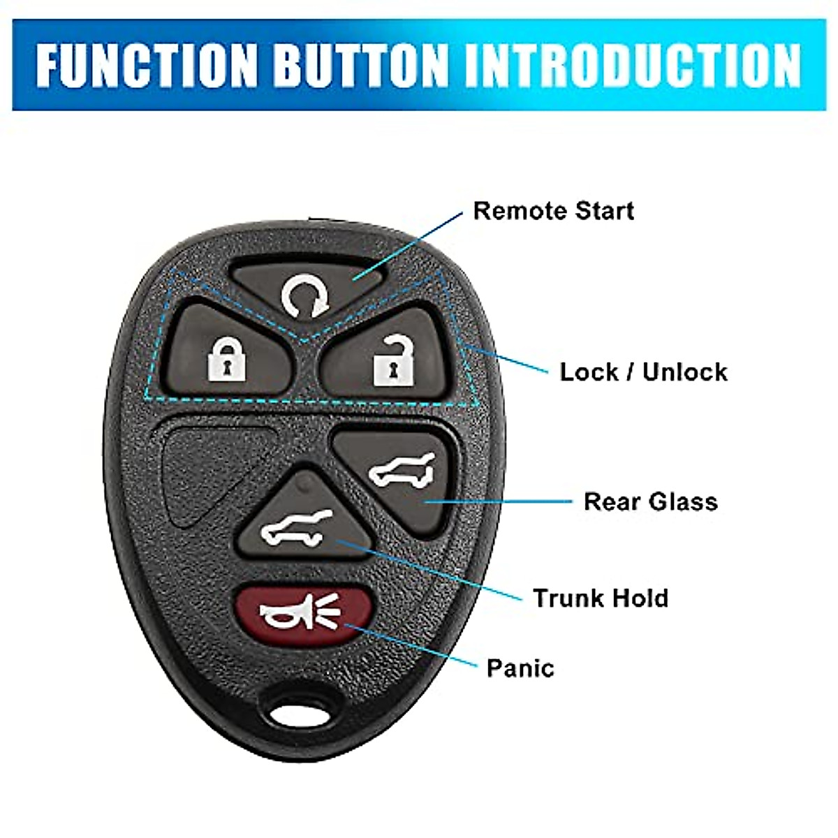uxcell OUC60270 6 Buttons Key Fob Remote Control Case Shell Replacement for Chevrolet Tahoe Suburban 1500 2007-2014