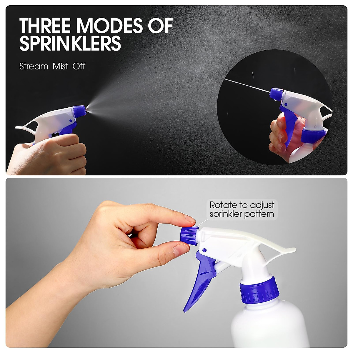 Tioncy 12 Pcs 17 Oz Plastic Spray Bottle Adjustable Spray Bottles Leak Proof Empty Water Bottle Refillable Spray Bottles for Cleaning Solution, Planting, Pet, BBQ, Bathroom, Kitchen (Blue)