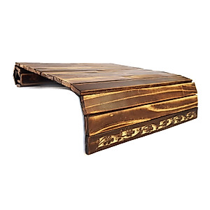 NeoTrove Sofa Arm Tray for Flat Armrest Hand Carved in Natural Textured Wood (Not Suitable for Rounded Sofa Arms)