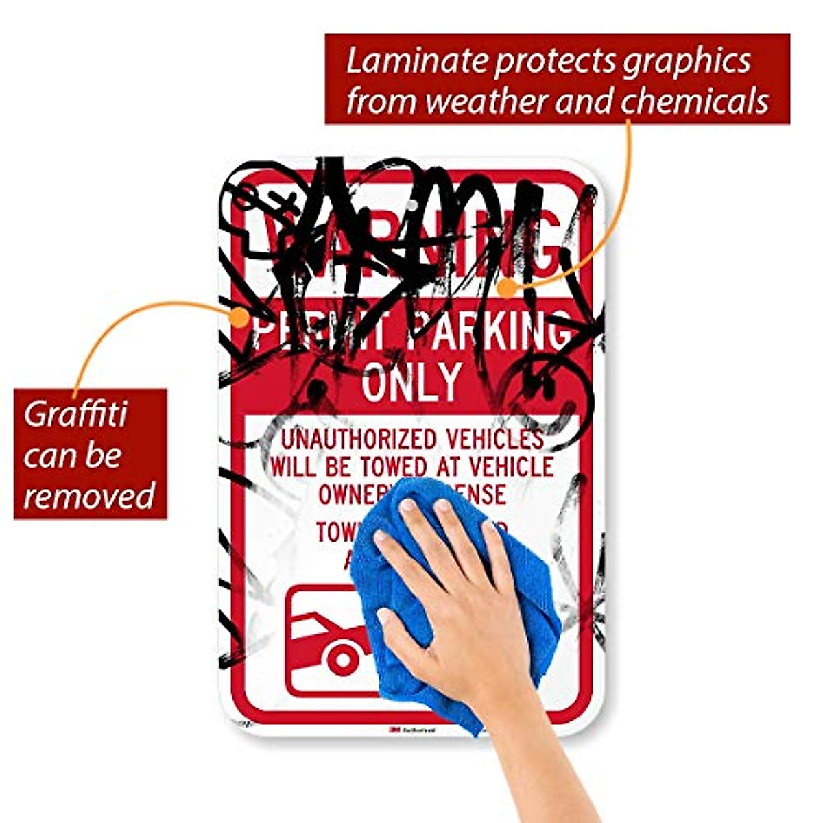 SmartSign "Warning - Permit Parking Only, Towing Enforced" Sign | 12" x 18" 3M Engineer Grade Reflective Aluminum