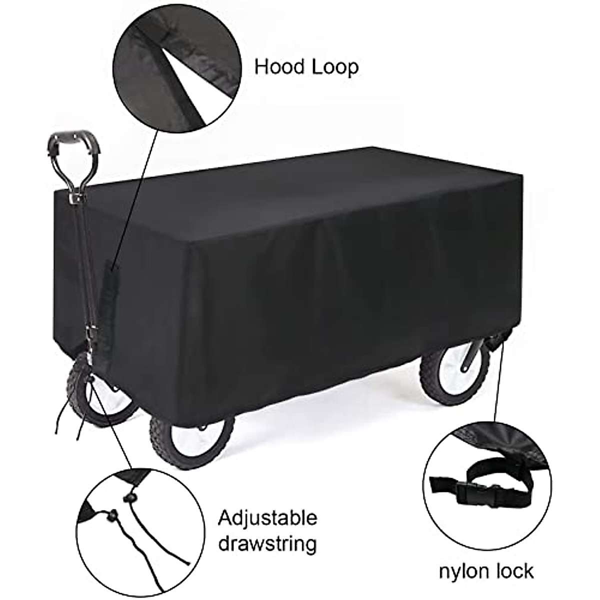 TheElves Collapsible wagon Cover(Only Cover ),Outdoor Folding Garden Wagon Cart Cover Heavy Duty,Waterproof Dustproof UV Resistant Only Cover- 38" L x 22" W x 20" H