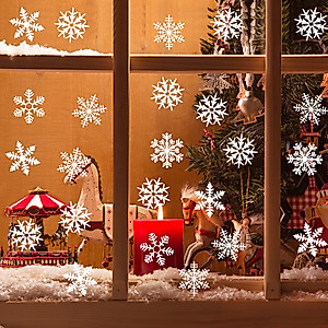 600 Pieces Christmas Envelope Seal Stickers Christmas Wall Stickers Window Clings Snowflake Stickers Self-Adhesive Universal Sealing Stickers, Gift Boxes Stickers Label Stickers (White)