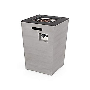 Megan Outdoor Modern 19.5-Inch Fire Column, Dark Gray and Gloss Black