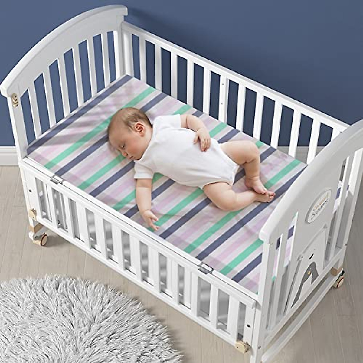 MOEMOE BABY Waterproof Crib Mattress Sheets 2 Pack Fitted Crib Sheets Toddler Bed Sheets Soft & Breathable Crib Mattress Cover Set for Baby Girls and boys