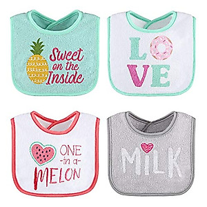 The Peanutshell Terry Bib Set for Baby Girls, 8 pack for Feeding, Teething, & Drooling