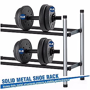 HEDOMII 2-Tier Expandable Shoe Rack, Stackable and Adjustable Shoes Organizer Storage Shelf, Sturdy and Durable Metal Structure Free Standing Shoe Rack for Closet Entryway Doorway