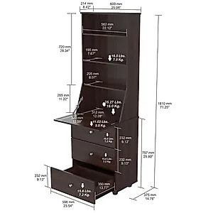 Inval Computer Credenza Work Center, Espresso