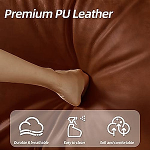 Olela L Shaped Couch, Faux Leather Modular Sectional Sofa Modern Convertible Storage Couches with Side Pocket Tufted Back for Living Room,Apartment (Brown PU)