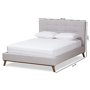 Baxton Studio Valencia Upholstered Queen Platform Bed in Gray Beige