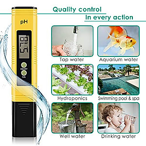 Digital PH Meter, PH Meter 0.01 PH High Accuracy Water Quality Tester with 0-14 PH Measurement Range for Household Drinking, Pool and Aquarium Water PH Tester Design with ATC