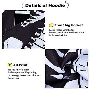 Lovekider Halloween Hoodies for Boys Girls 11-13 Years Old Scary Hooded Pullover 3D Skeleton Sweatshirts without Fleece