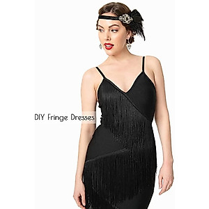 Fringe Trim Tassel 8 inch Wide 2 Yards Long for Clothes Accessories Latin Wedding Dress DIY Decoration (8in,Black)