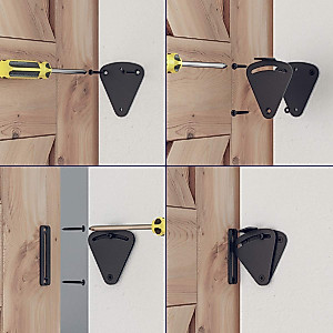 SMARTSTANDARD 12" Pull and Flush Barn Door Handle + Barn Door Bottom Adjustable Floor Guide Roller + Barn Door Large Size Latch Lock