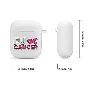 Fuck Breast Cancer Pink Ribbon Silicone AirPods Case Protective Cover Compatible with AirPods 2 & 1 with Keychain