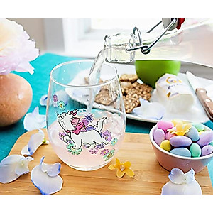 Disney The Aristocats Marie Walking Teardrop Stemless Wine Glass | Holds 20 Ounces