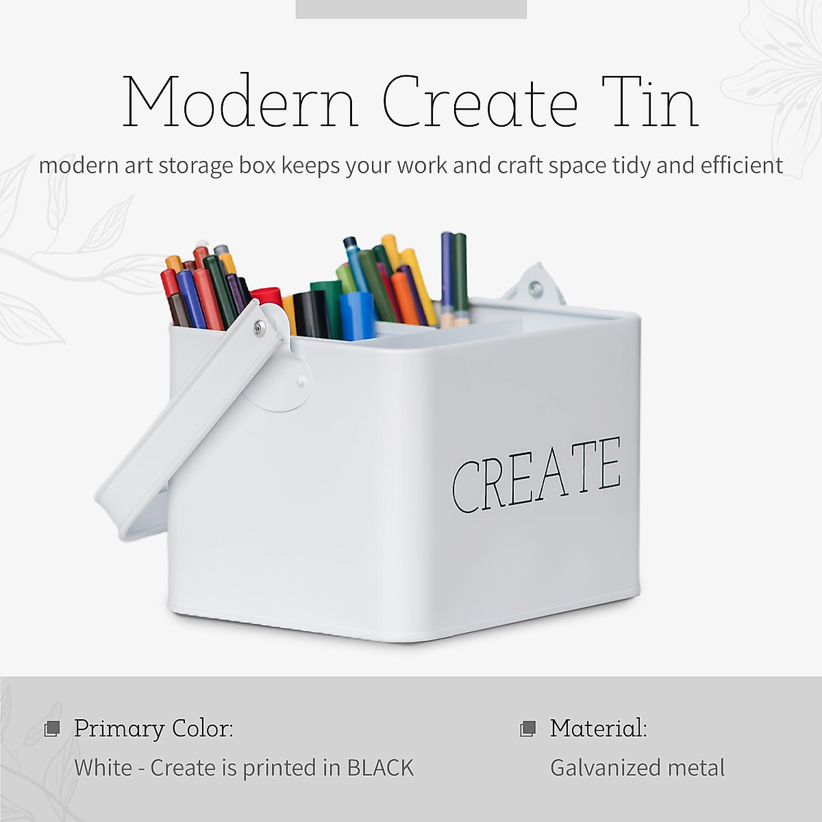 Lola Creates Craft Box - Art Bin Storage Container - Art Supply Organizer - Office Caddy - Pencil Organizer - Desk Marker Organizer - Craft Supplies Storage